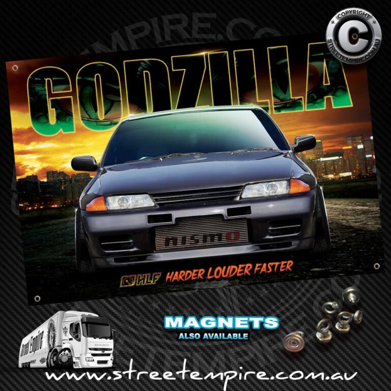Godzilla R32 GTR Skyline Banner Flag - Street Empire